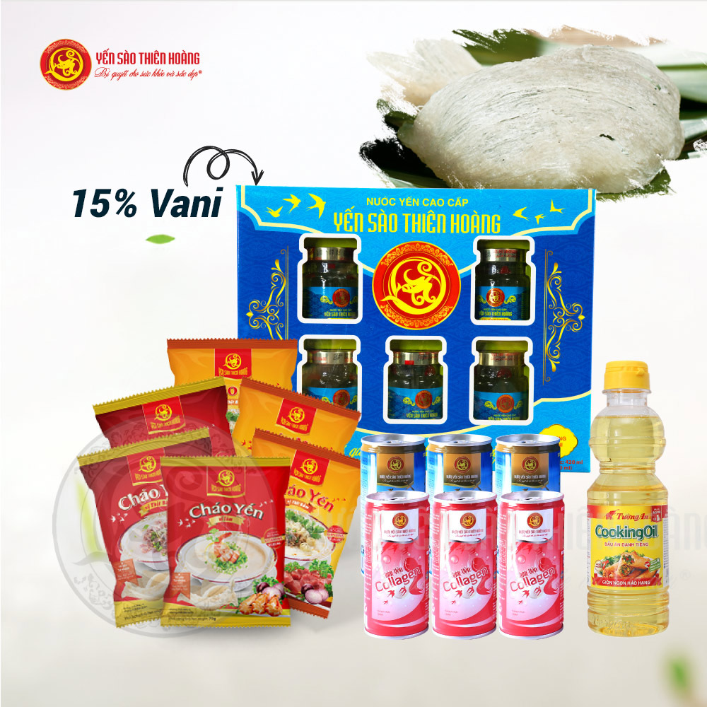 10 Hộp yến sào Thiên Hoàng 41% (6 lọ/hộp) - Tặng 1 hộp yến sào Thiên Hoàng 15% Vani + 6 lon nước ...